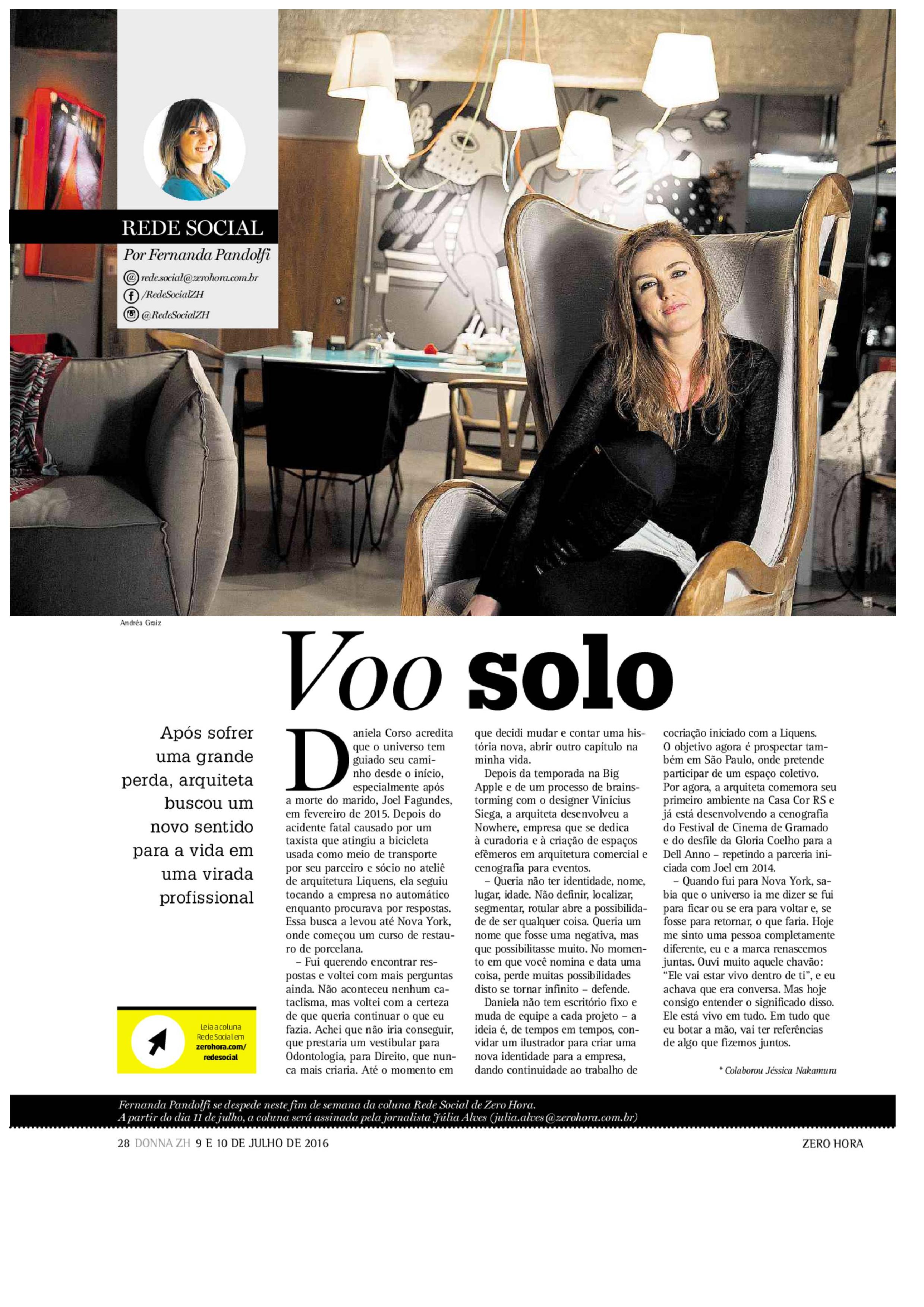 Nowhere na coluna Rede Social de Fernanda Pandolfi em Zero Hora do fim ...