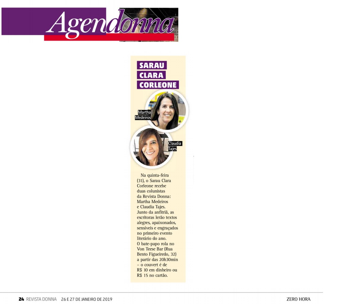 Sarau da Clara Corleone na revista Donna em Zero Hora – Bruna Paulin
